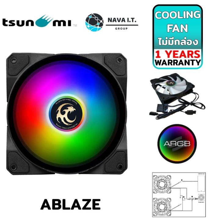 (152) Tsunami ABLAZE (ARGB Sync) Series RGB Cooling Fan (ไม่มีกล่อง ...