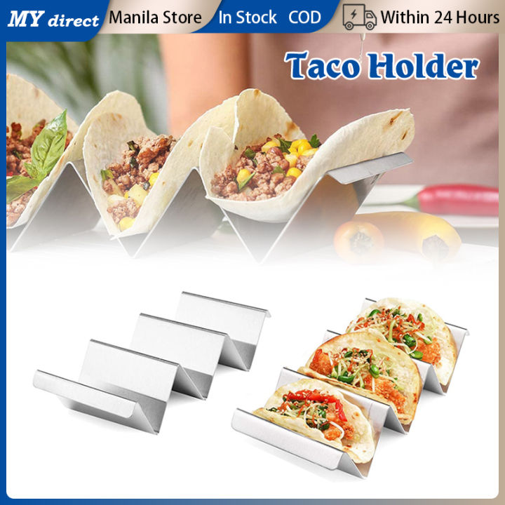 Stainless Steel Taco Holders Pancake Tray Holds 3 Tacos With Easy ...