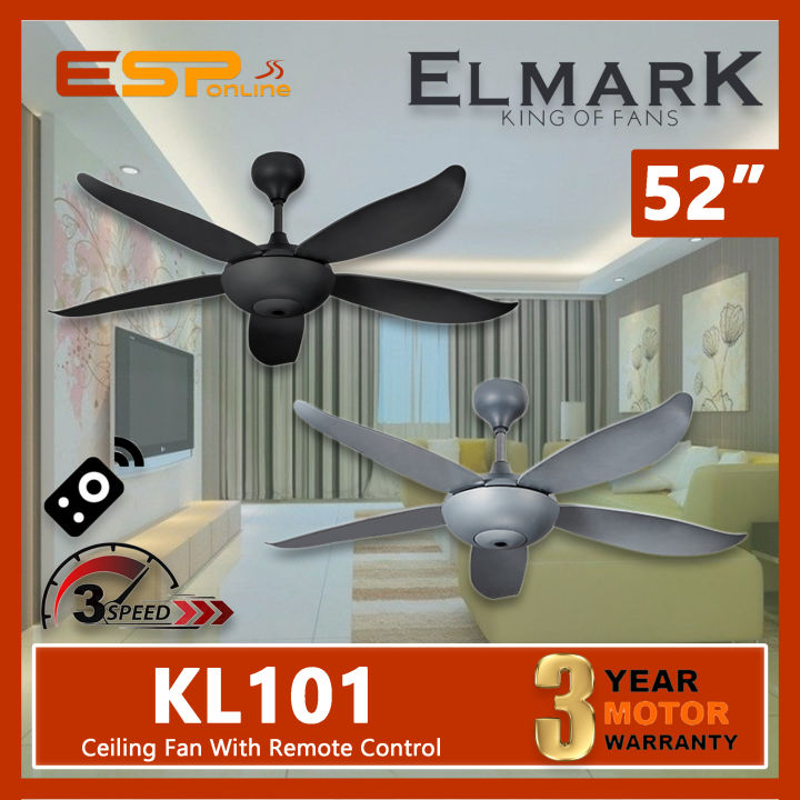 Elmark 52" Remote Control Ceiling Fan 3 Speed Kipas Siling With ABS ...