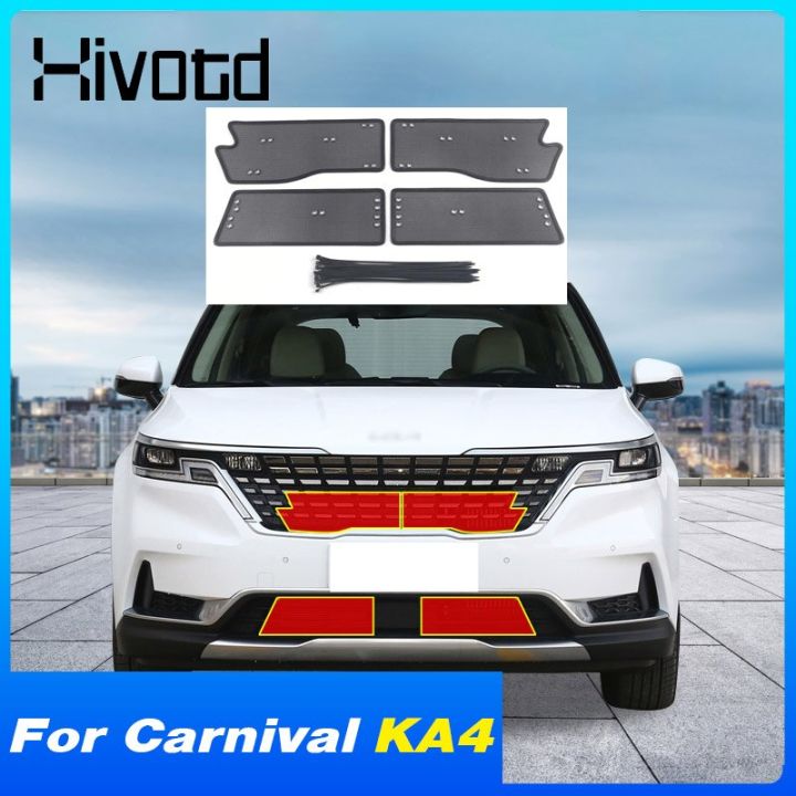 Hivotd สำหรับ Kia Carnival KA4 2021 2022 2023 ด้านหน้ารถ Grille แมลงสุทธิสแตนเลสรถแมลง Screening ...