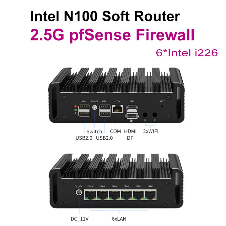 G31 Firewall Mini PC 12th Gen Intel N100 Pentium 8505 2.5G Soft Router 6x Intel i226 DDR5 ...