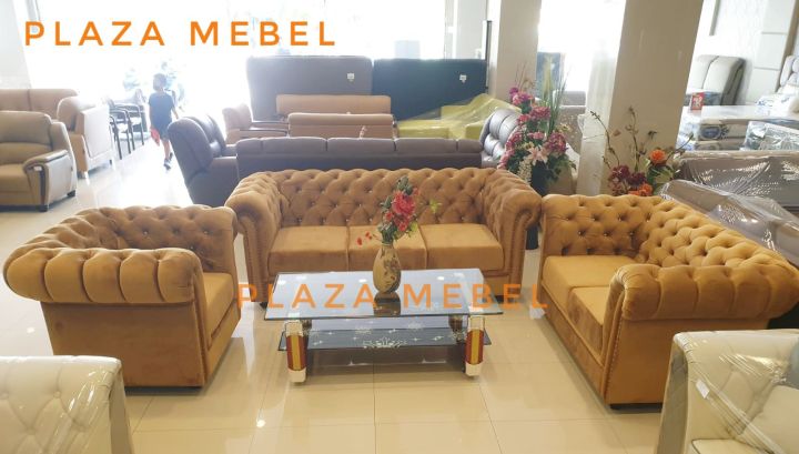 SET Sofa Minimalis Modern Chesterfield 321 Bludru (KHUSUS AREA MAKASSAR ...