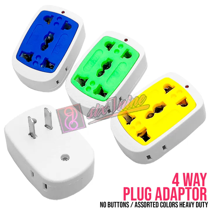 4 Way Plug Adaptor NO BUTTONS Assorted Colors Heavy Duty | Lazada PH