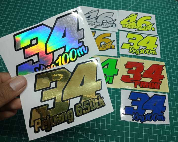 Sticker nomor start racing ukuran 10cm x 6cm cutting custom sticker ...