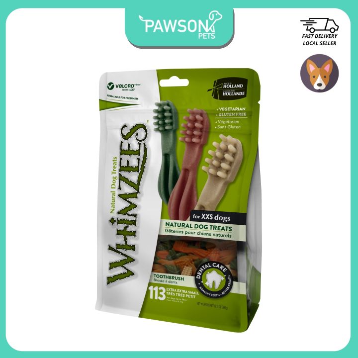 Whimzees Natural Dog Dental Chews Value Bag (Toothbrush) - XXS, XS, S ...
