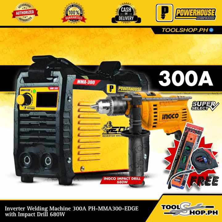 Powerhouse EDGE Inverter Welding Machine 300A with Ingco Impact Drill ...