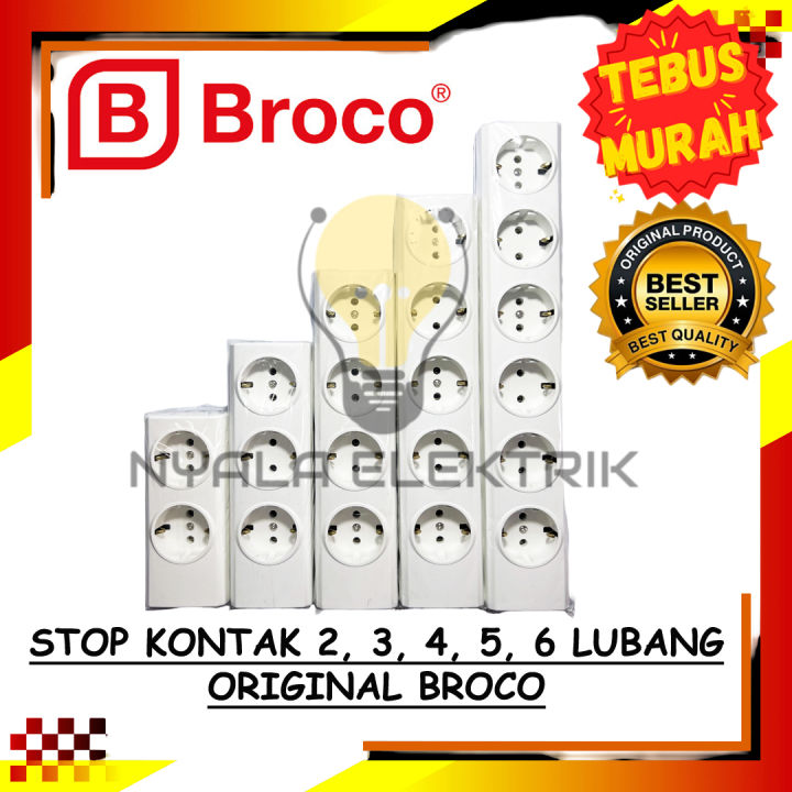 (PROMO!!) BROCO ORIGINAL Stop Kontak Broco 2 3 4 5 6 Lubang / Terminal ...
