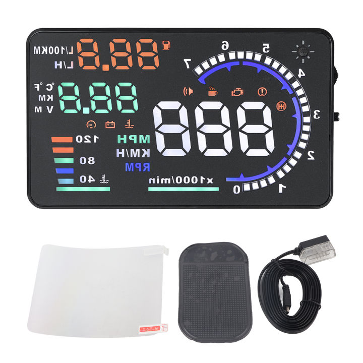 A8 5.5'' OBD II Car HUD Display Auto Windshied Reflective Screen Speed ...