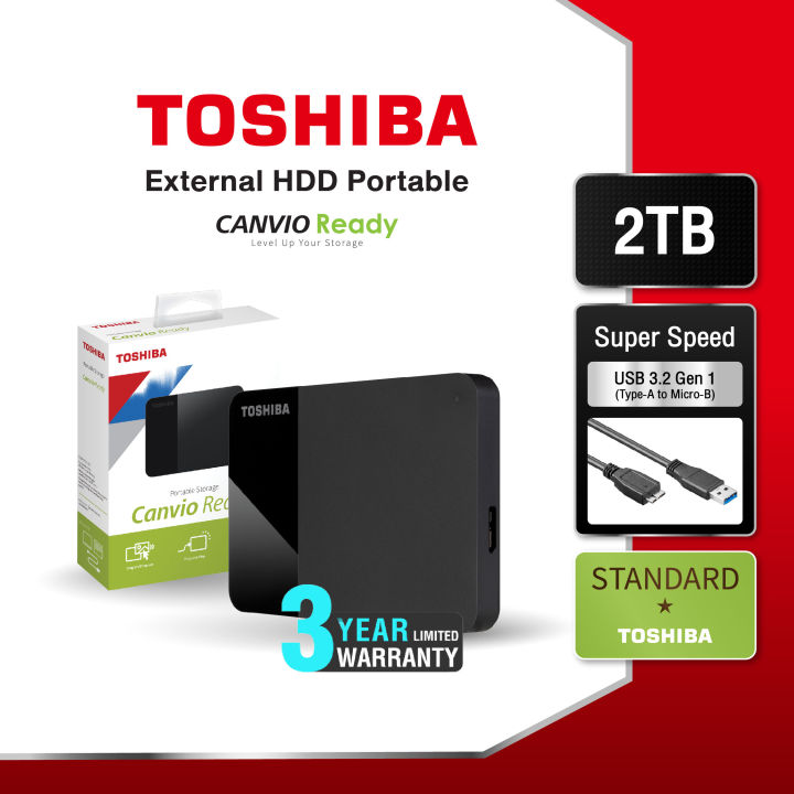 Toshiba External HDD (2TB) USB 3.2 SuperSpeed รุ่น (Canvio Ready B3) 2.5" ฮาร์ดดิสพกพา (TSB ...