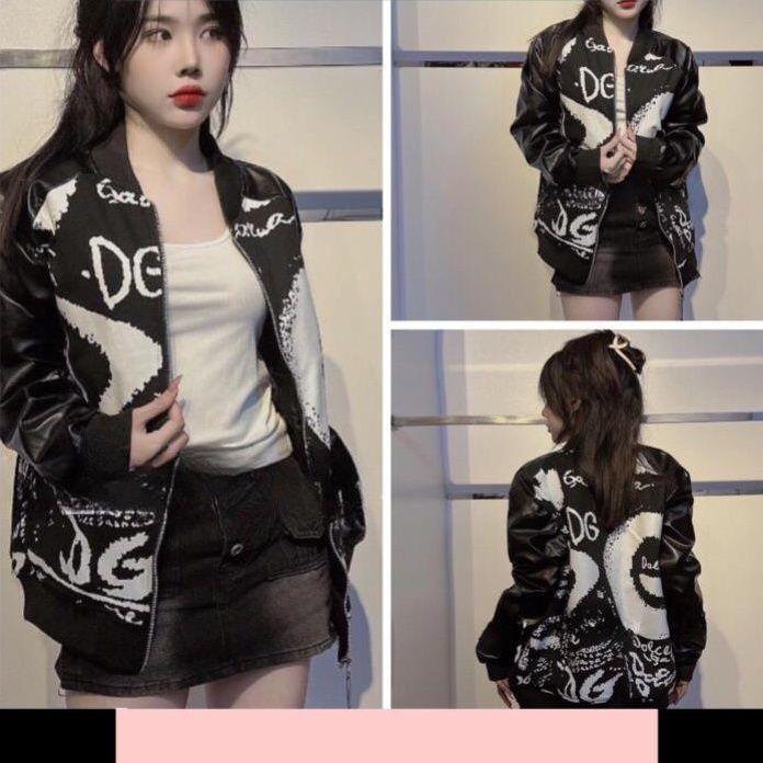 [Linh.CN] Áo Khoác Bomber DC Loang Phối Da Tay Xịn Xò Áo Khoác Ngoài Cá ...