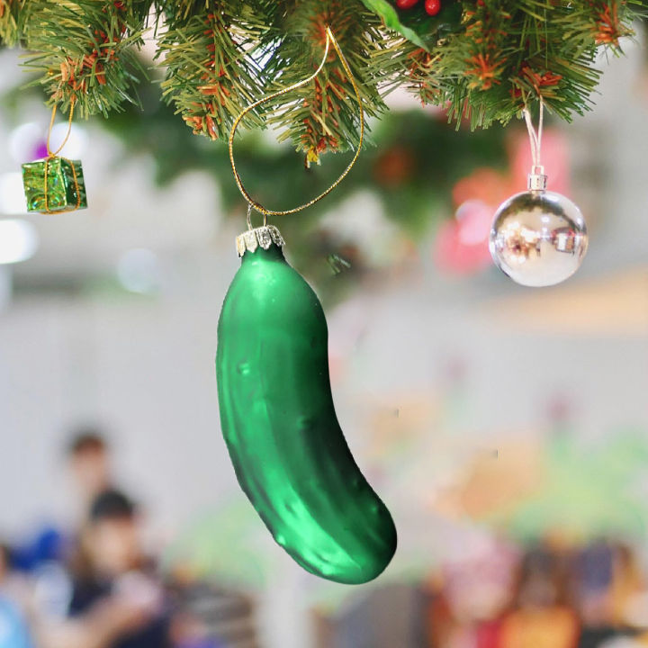 German Christmas Pickle Ornament Tradition Decor Green Glass Tree ...