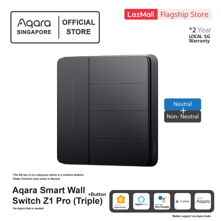 AQARA Smart Wall Switch Z1 Pro (Four rocker / 3 Gang + 1 Scene) Support Apple HomeKit | Lazada ...