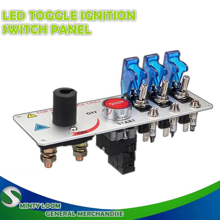12V AUTO LED TOGGLE IGNITION SWITCH PANEL RACING CAR ENGINE START PUSH ...