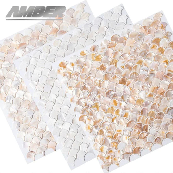 Shell Mosaic Tile Natural White Mother of Pearl Wall Backsplash Bathroom Tiles MOP191 sheet ...