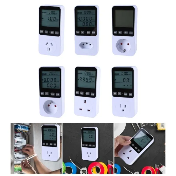 LCD Plugs in Power Energy Meter Voltages Electricity Usage Monitors ...