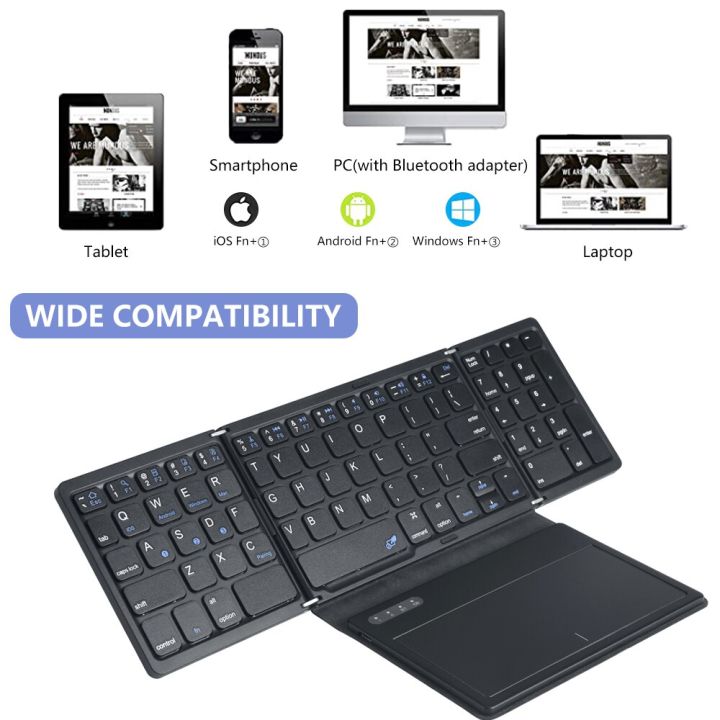 Jomaa Foldable Keyboard Bluetooth Wireless Keyboard With Touchpad Portable Keyboard Ultra Slim