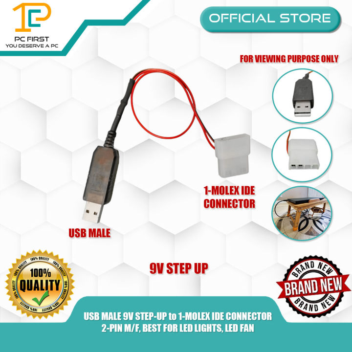 PC FIRST USB MALE 9V STEP-UP to 1-MOLEX IDE CONNECTOR 2-PIN M/F, BEST ...