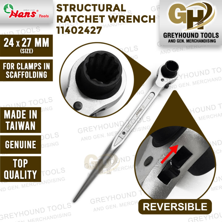 Hans Structural Ratchet Wrench 24 x 27mm | Dual Wrench | For ...