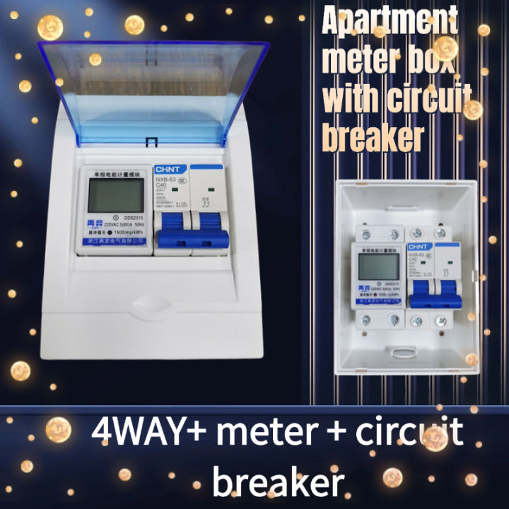 Panel box with electric meter and circuit breaker Electric meter box is ...