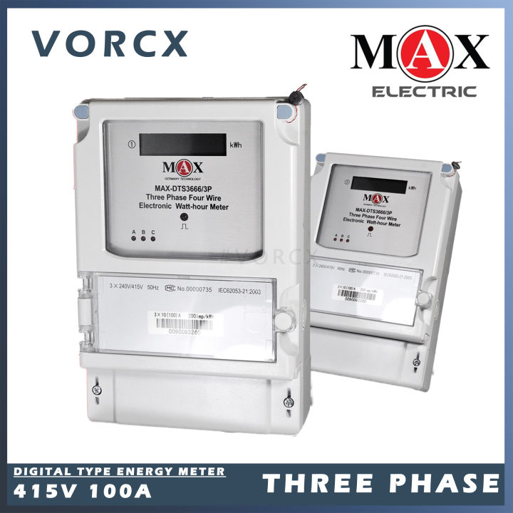 MAX DTS3666 100A 415V 3 Phase 4 Wire Digital kWh Watt-hour Meter Electronic | Lazada