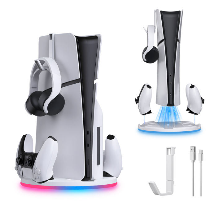 For PS5 Slim Console Optical/Digital Dock Stand P5 Gamepad Charger with ...