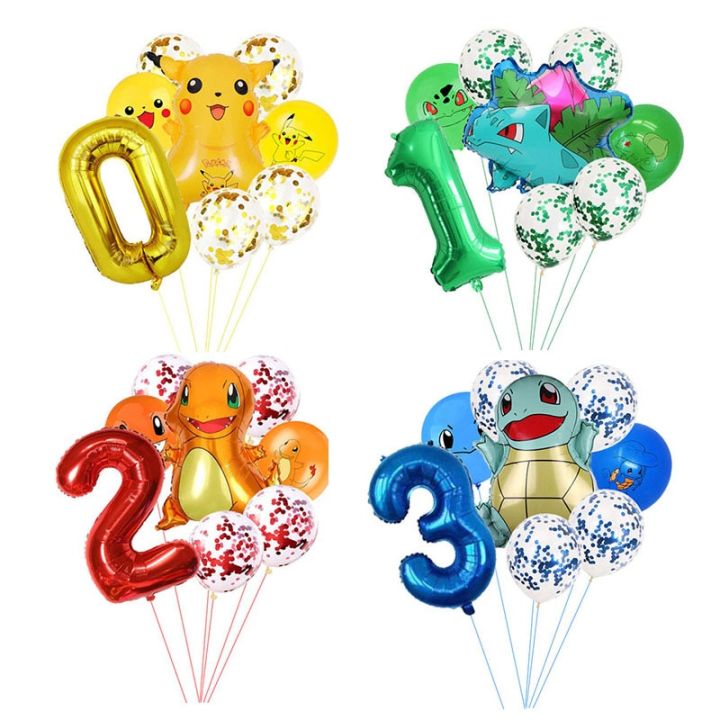 8pcs/Lot Pikachu Pokemon Aluminum balloon Sequin latex Children ...