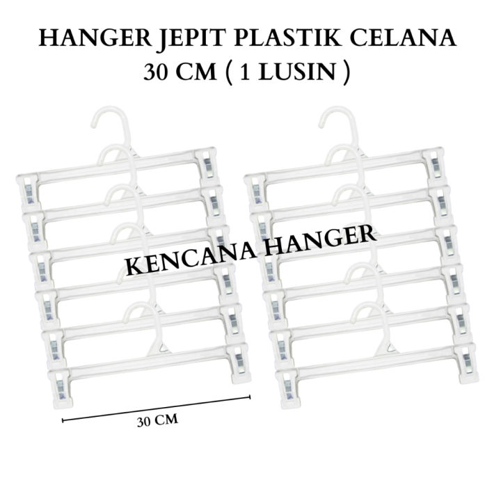 Hanger Jepit Dewasa (30 cm) Plastik Warna Putih | Gantungan Baju Jepit ...