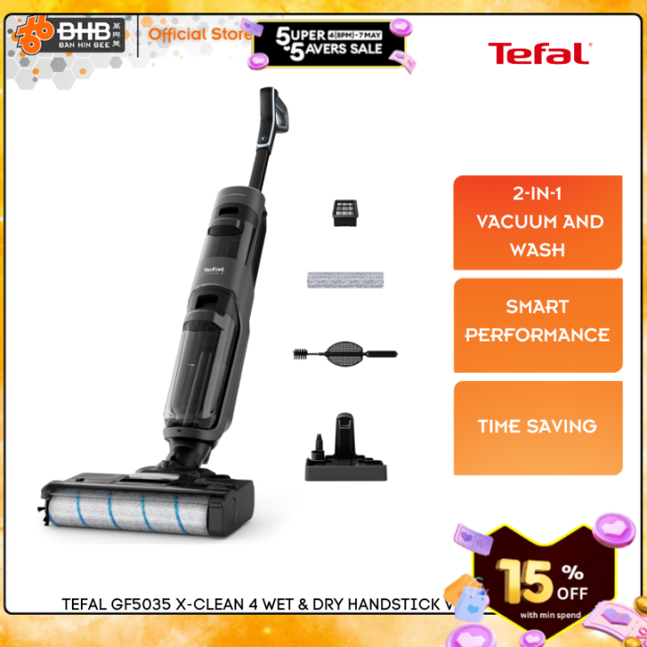 Tefal X-Clean 4 Wet & Dry Cordless Vacuum Cleaner GF5035 Smart ...