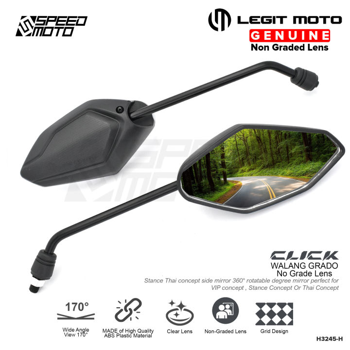 LEGITMOTO HONDA CLICK ADJUSTABLE BLACK SIDE MIRROR NON GRADED H3245-H ...
