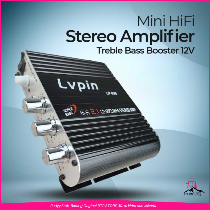 HiFi Stereo Amplifier Treble Bass Booster 12V 20W / Power Amplifier ...
