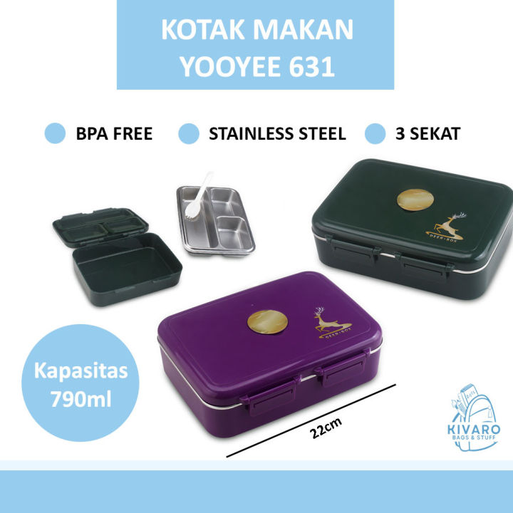 Yooyee Lunch Box Stainless 3 Sekat 790ml Motif Deer - 631 Kivaro ...
