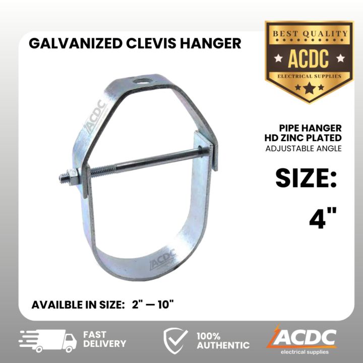 4" Galvanized Clevis Hanger Pipe Hanger Heavy Duty Adjustable Angle ...