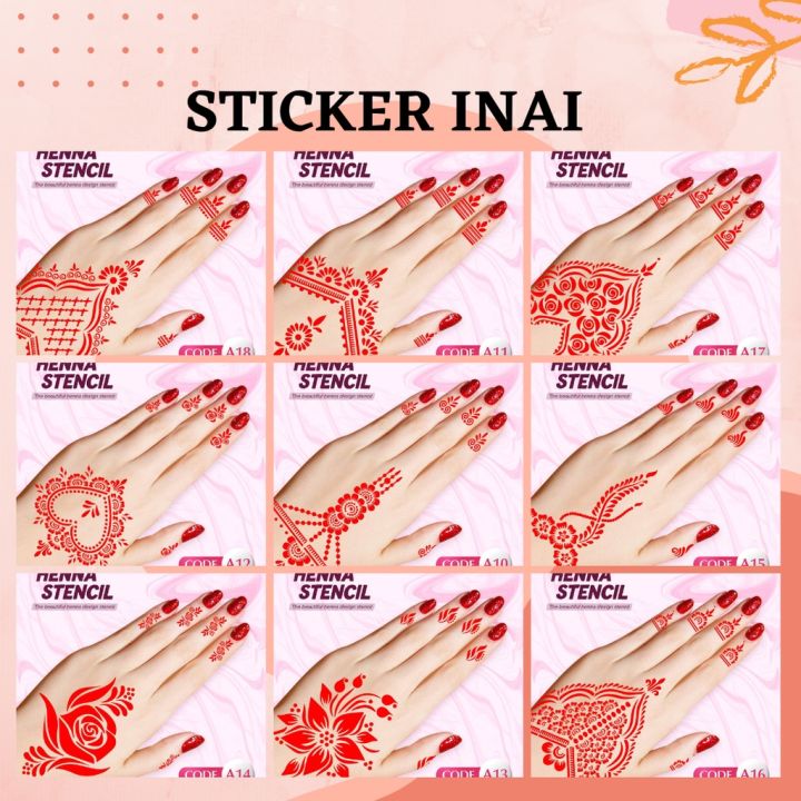 Sticker Inai Sebelah Tangan Corak Lawa Design Terkini Henna Stencil ...