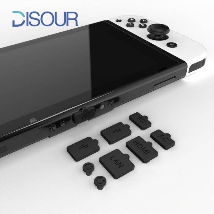 DISOUR 8 Chiếc Đầu Cắm Chống Bụi Cho Máy Chơi Game NS OLED USB AC LAN Vỏ Chống Bụi Silicone Cho ...