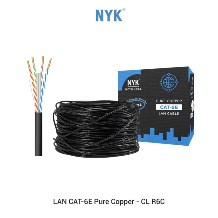 KABEL LAN CAT6 FULL COPPER NYK TEMBAGA CAT6E 1 ROLL HITAM CAT 6E ...