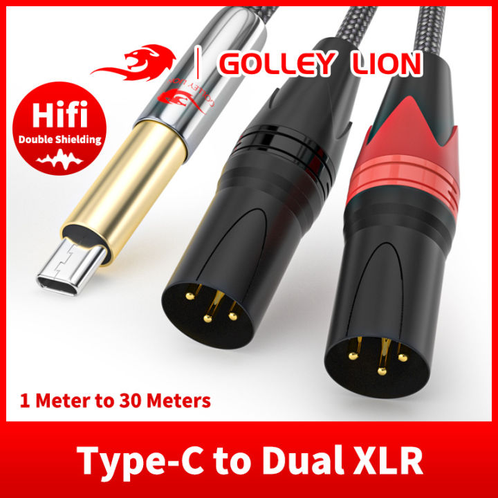 GOLLEY LION XLR to Type C Splitter Cables, Type C to Two XLR Male ...