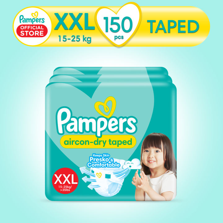 Pampers Aircon-Dry Taped Diapers XXL 50s x 3 packs (150 pcs) | Lazada PH