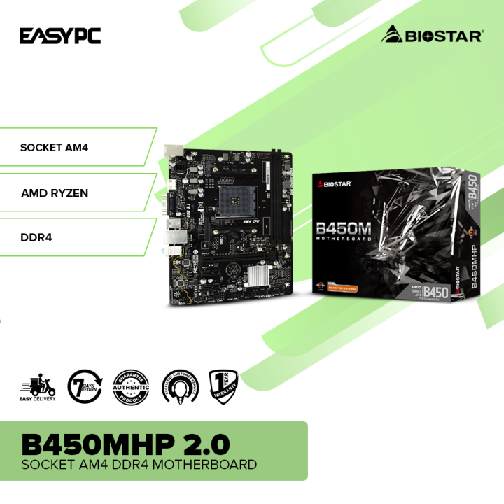 EasyPC | Biostar B450MHP 2.0 / B450MHP Socket Am4 Ddr4 Motherboard For ...