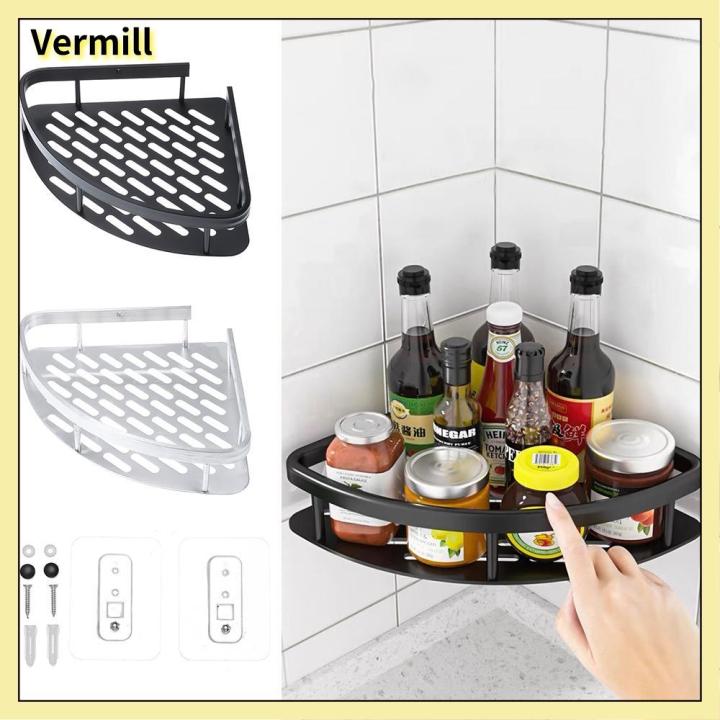 VERMILL No Drill Bathroom Shelves Wall Mount Aluminum Corner Shower ...
