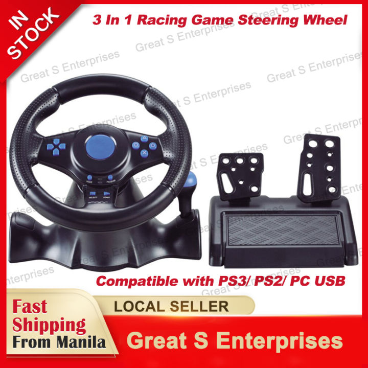 GSE 3 In 1 Racing Game Steering Wheel For PS2 For PS3 Computer USB Car ...