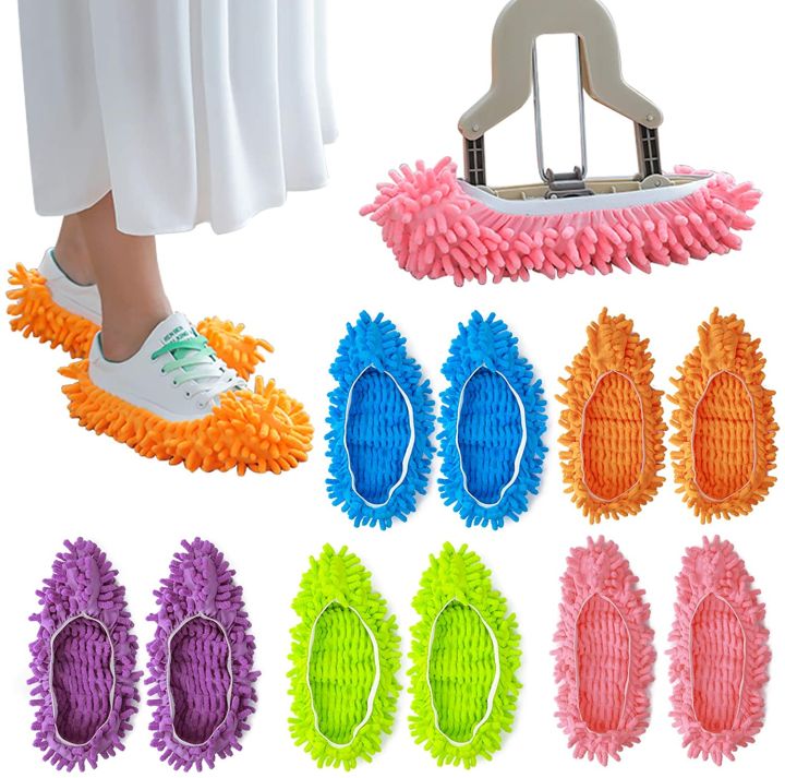 1 pair Microfiber Mophead Foot Mop Sock Mop Shoe Mop Floor Polishing ...