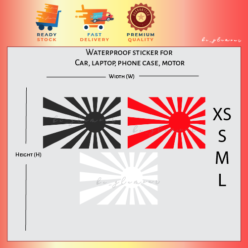 Japan Sunrise flag Sticker rising sun Stiker Kereta Waterproof Car ...