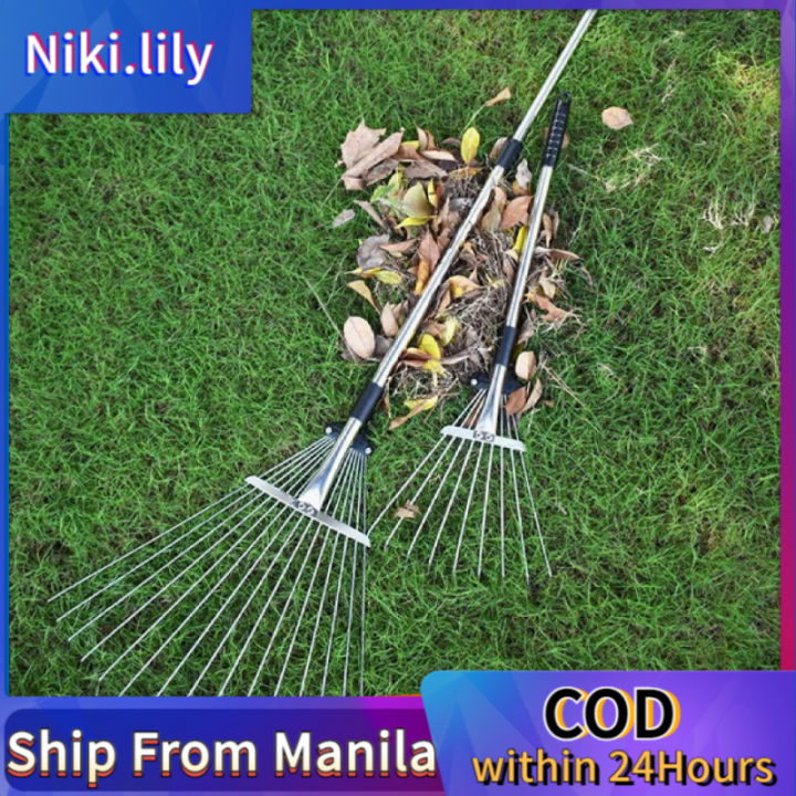 Wire Rake Lawn Iron Claws Farm Tools Rake Leaf Spikes Retractable Rake ...