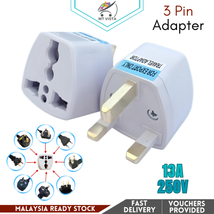 3 Pin Adapter Universal Travel Plug Malaysia China British Europe ...