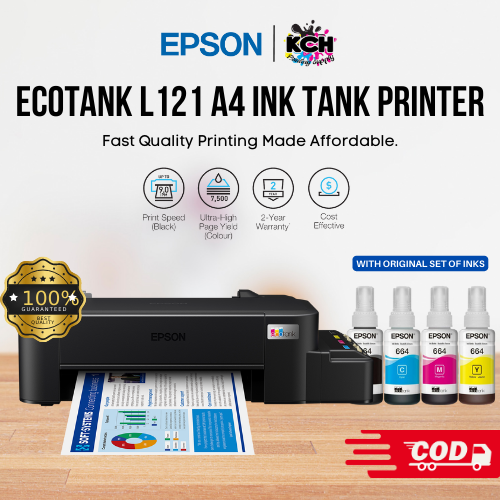 Epson L121 with Set of Inks Single Function Printer (Freebies Original Cyan Color Ink) | Lazada PH