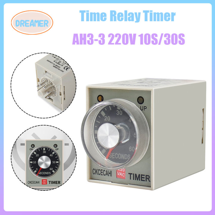 AC 220V Timer Relay AH3-3 Delay Timer 10S 60S With Base | Lazada PH
