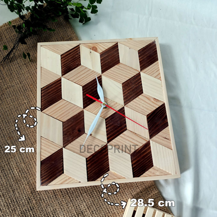 Jam Dinding Kayu Minimalis Jam Gantung 3D Jam Estetik Jam Dinding Kayu ...