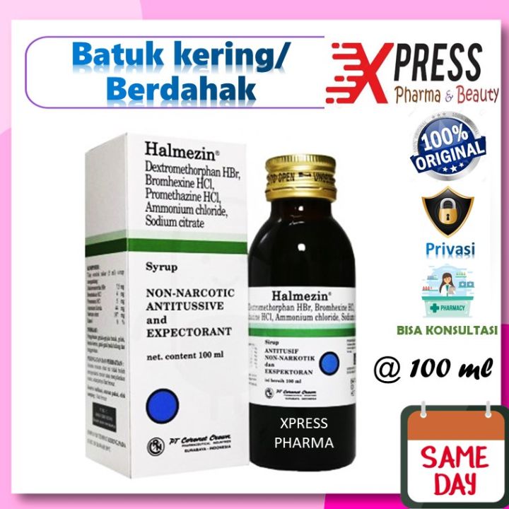 ⚡XPRESS⚡ HALMEZIN Sirup 100 ml Obat Batuk Kering / Berdahak Halmesin ...