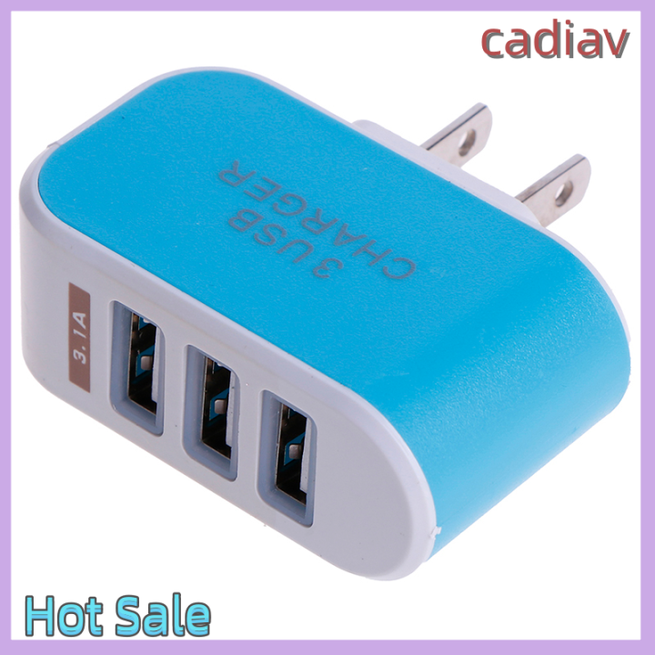 cadiav 5V 3.1A Triple USB Port Wall Home Travel AC Mobile Fast Charger ...