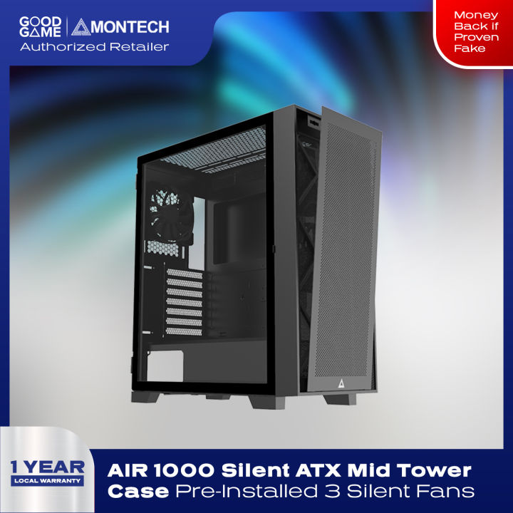 Montech AIR 1000 Series Black ATX Mid Tower Case - High-end Vinyl Based ...